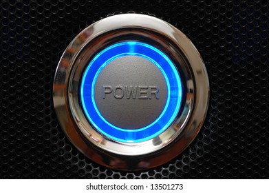 Blue Glowing Restart Button On Metallic Stock Illustration 1928942939