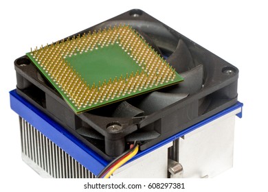 Computer Processor On Heat Sink Isolated Stock Photo 608297381 ...