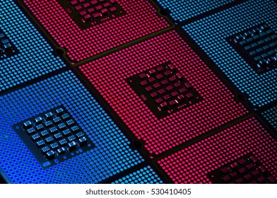 Computer Processors Aligned Abstract Lighting Effects Stock Photo ...