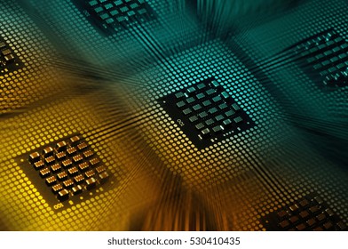 Computer Processors Aligned Abstract Lighting Effects Stock Photo ...