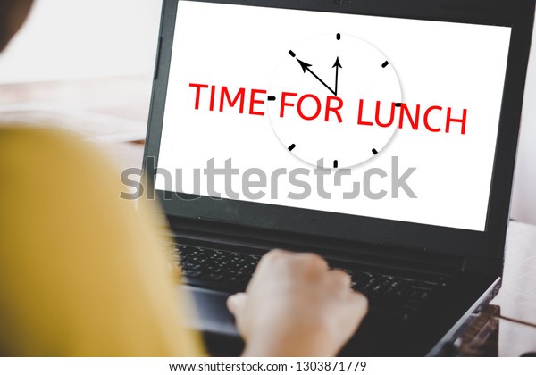 Computer Screen Clock Showing Time Lunch Stock Photo 1303871779 ...