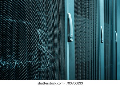 Computer Server Rack Server Door Handles Stock Photo 703700833 ...