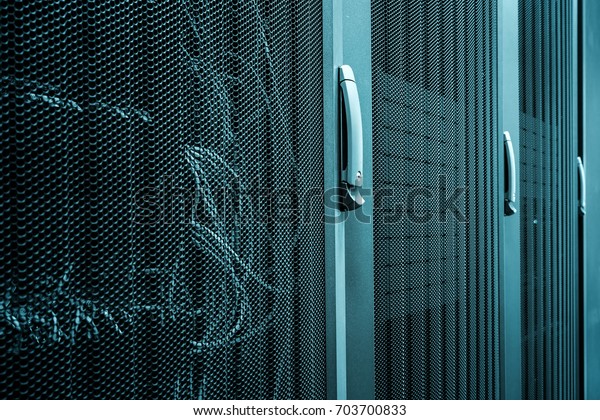 Computer Server Rack Server Door Handles Stock Photo 703700833 ...