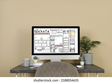 Computer Sketch Website Planning Design On Stock Photo 2188054635 ...