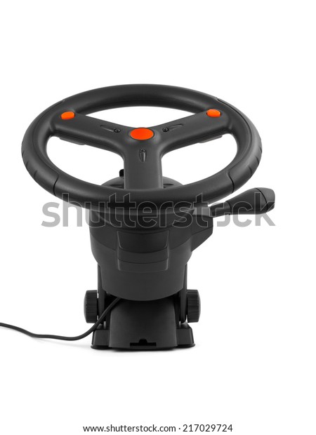 Computer Steering Wheel Isolated On White Stock Photo 217029724 ...