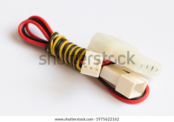 Computer Wires Connecting Internal Electronic Devices Stock Photo ...