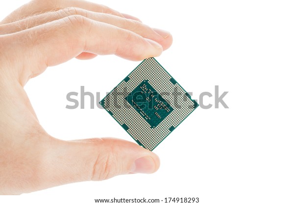 Computers Processor Hand Isolated On White Stock Photo (Edit Now) 174918293