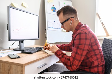 Concentrated Guy Making Notes Into His Stock Photo 1747760012 ...