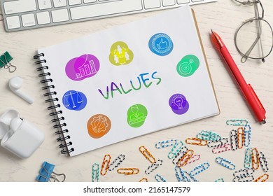 Concept Core Values Notebook Different Images Stock Photo 2165147579 ...
