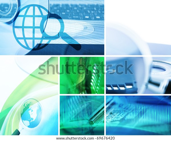 Concept Data Collage Global Technology Background Stock Photo 69676420 ...