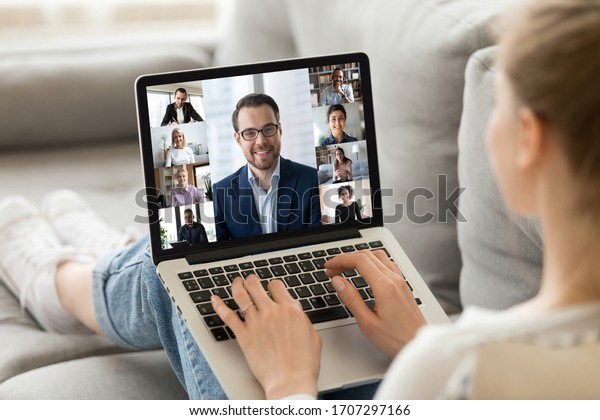 Concept Group Videocall Using Webcam Laptop Stock Photo 1707297166 ...