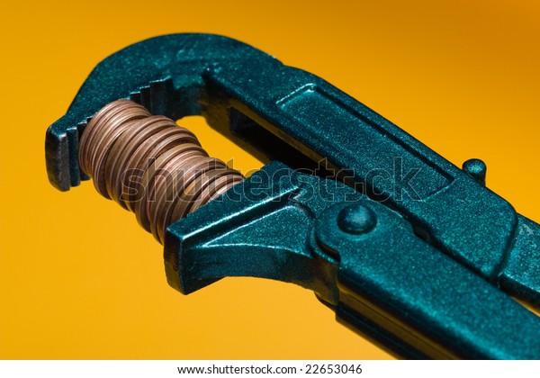Concept Image Shrinking Budget Orange Background Stock Photo 22653046 ...
