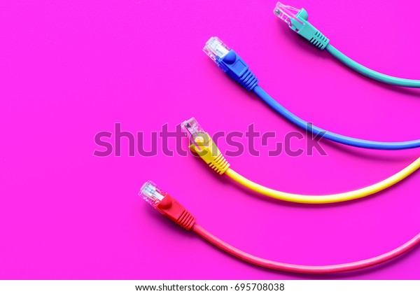 Concept Network Internet Cable On Pink Stock Photo (Edit Now) 695708038