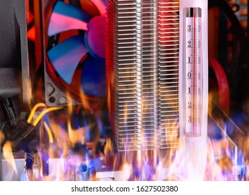 Overheating Computer Cooling System Temperature Measurement Stock Photo ...