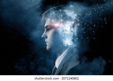 Concept Thinking Brainstorming Reflections Man Reflects Stock Photo ...