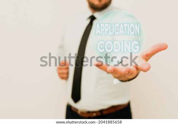 Conceptual Caption Application Coding Business Showcase Stock Photo ...