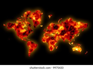 Fire World Map 스톡 일러스트 24111178 | Shutterstock
