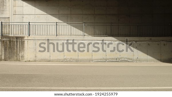 Concrete Block Wall Underpass Footpath Railing Stock Photo 1924255979 ...
