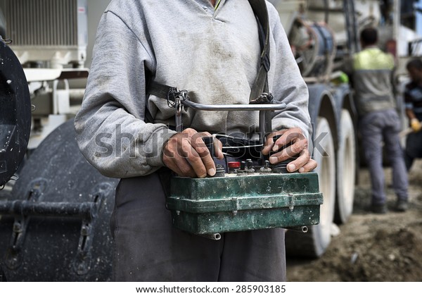 Concrete Pump Operator Remote Control Boom Stock Photo 285903185 ...