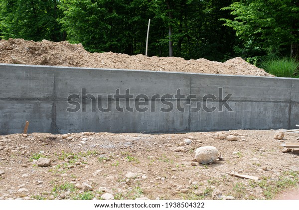 Concrete Wall Border Between Two Pieces Stock Photo 1938504322 ...