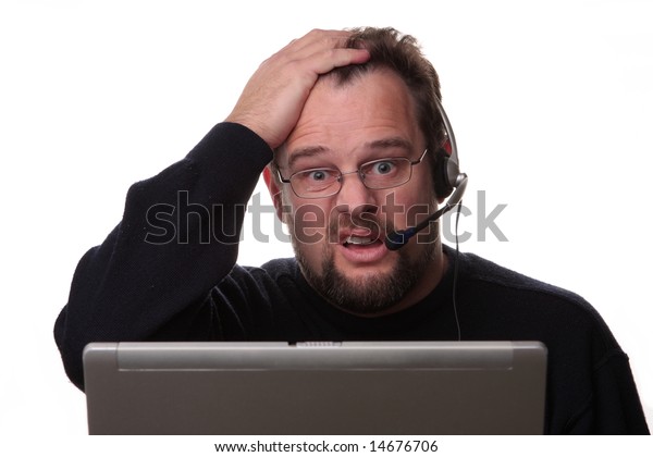 Confused Looking 30something Computer Operator On Stock Photo 14676706 ...