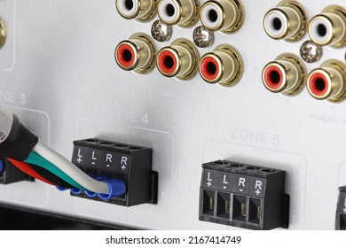 Connecting Audio Amplifier Using Closeup Connectors Stock Photo ...
