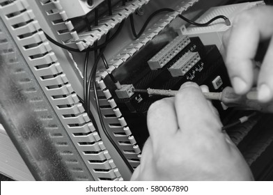 Connecting Controller Plc Wire Connected Plc Stock Photo 580067890 ...