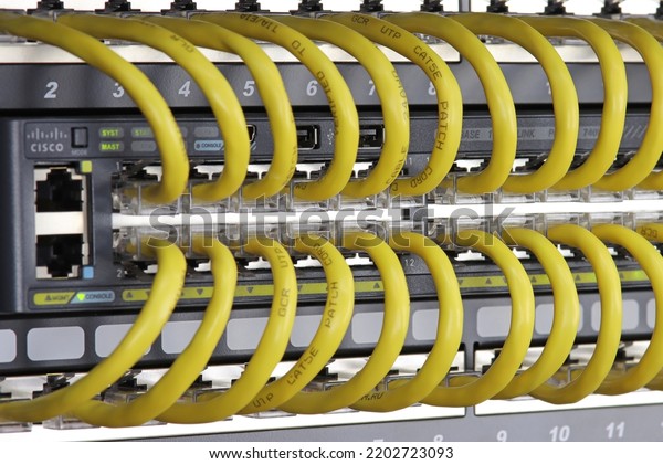 Connecting Ethernet Switch Using Patch Cords Stock Photo 2202723093 ...