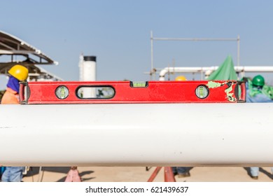 Construction Bubble Level Yellow Alignment Pipe Stock Photo 621439637 ...