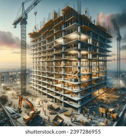 Half Drawing Half Building Construction Activities AI-generated image ...