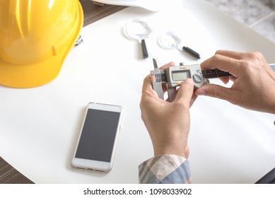 Construction Engineer Measuring Vernier Caliper Business Stock Photo ...