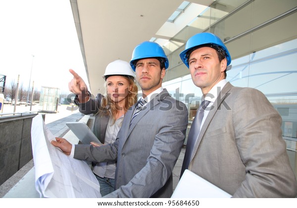 Construction Engineers Checking Building Site Stock Photo 95684650 ...