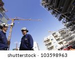 Occupational Safety Construction Engineers Workers With Building PPT ...
