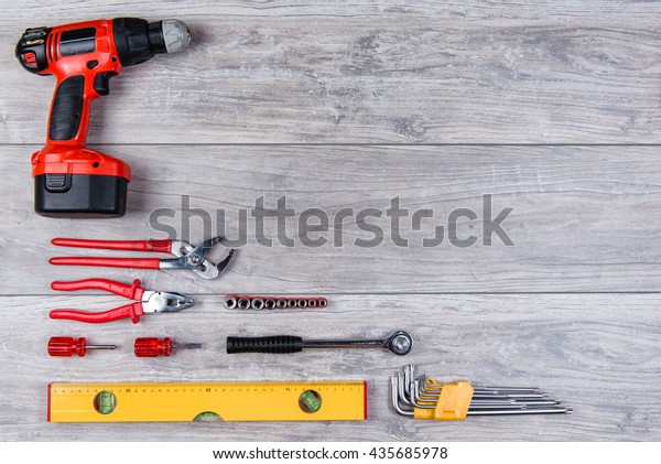 Construction Hand Tools Flat Lay Stock Photo 435685978 | Shutterstock