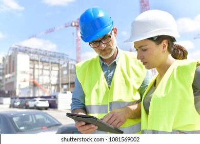 Construction Manager Engineer Working On Building Stock Photo ...