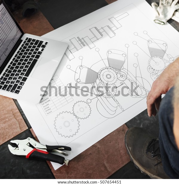 Construction Master Plan Draft Blueprint Concept Stock Photo 507654451 ...