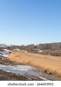 Construction New Road Between Settlements Sand Stock Photo 264693992 ...