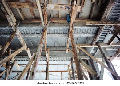 Construction Progress Wooden Structure Supporting Concrete Stock Photo ...