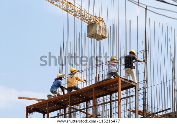 Construction Site Crane Workers Stock Photo (Edit Now) 115216477