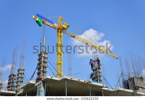 Construction Site Crane Workers Stock Photo 123622150 | Shutterstock