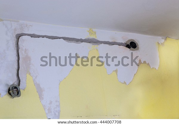 Construction Site Electrical Cables Under Plaster Stock Photo 444007708 ...
