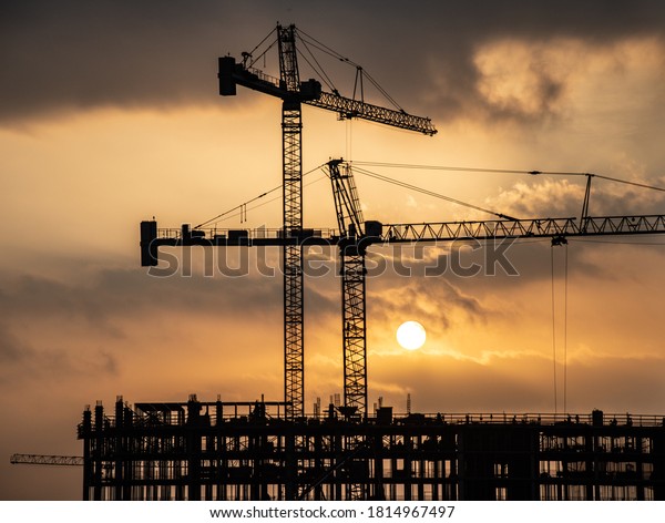 Construction Site Multi Level Building Cranes Stock Photo 1814967497 ...