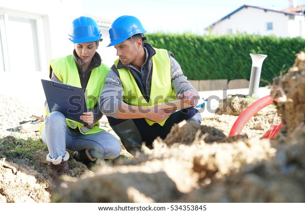 Construction Site Professional Looking Digging Work Stock Photo (Edit ...