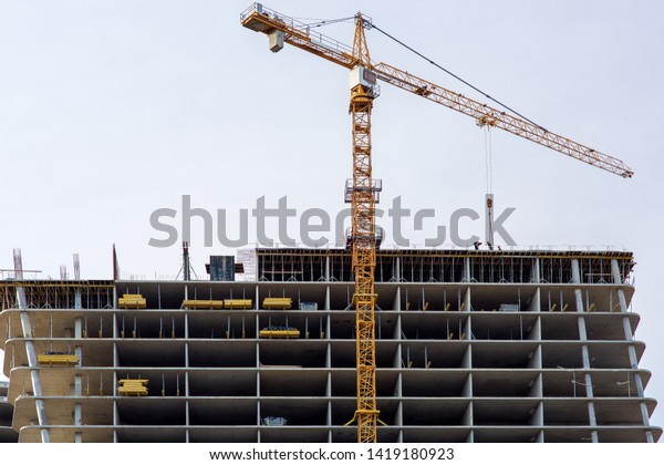 Construction Skyscraper Monolithically Frame Building Using Stock Photo ...
