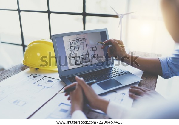 Construction Structure Concept Engineer Working Drawing Stock Photo ...