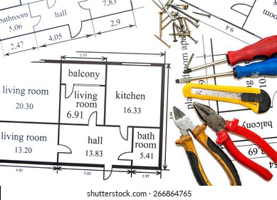 Construction Tools Architecture Plan Stock Photo 266864765 | Shutterstock