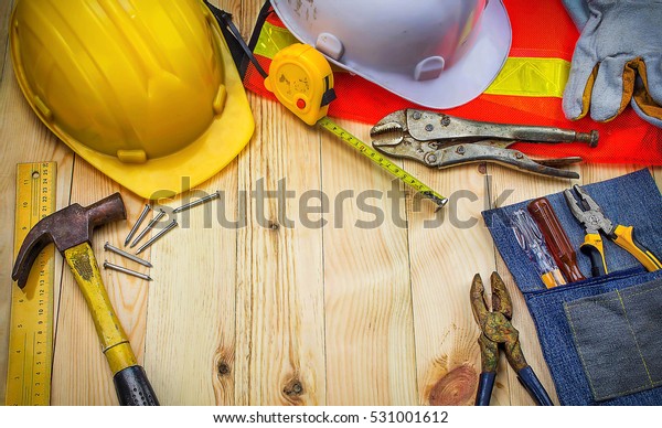 Construction Tools On Worker Desk Free Stock Photo (Edit Now) 531001612
