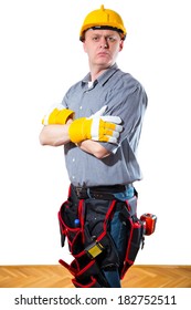 Construction Worker Lifting Heavy Brick Isolated Stock Photo 61452925 ...