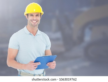 Construction Worker Chart Front Construction Site Stock Photo ...
