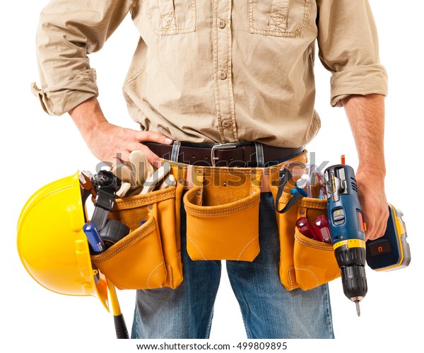 Construction Worker Contractor Carpenter On White Stock Photo (Edit Now ...